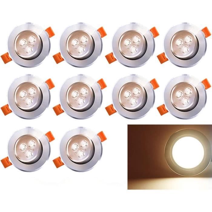 Spots Encastrables Led 10X 3W, Spots Encastrables À Led Au Plafond Blanc Chaud 3200K, Spot Au ...