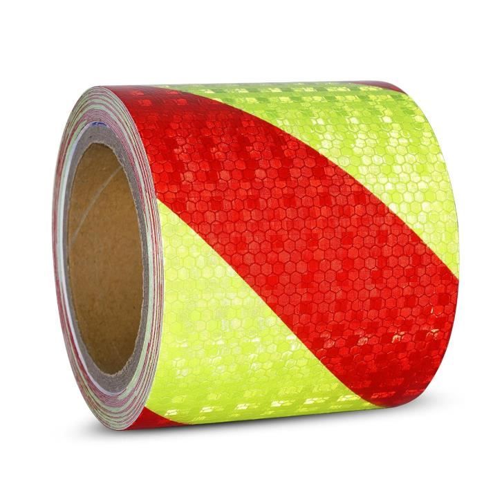 Ruban Réfléchissant Rouge Et Jaune - 10 Cm X 10 M - Étanche - Ruban D ...