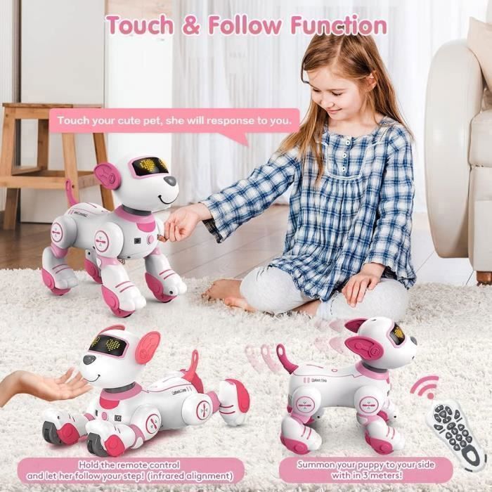 VATOS Robot Chien Télécommandé Rose Enfants - Interactif Chien ...