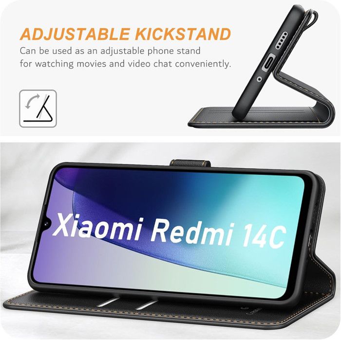 Coque Pour Xiaomi Redmi 14C, Pochette Etui Housse Cuir à Clapet avec ...