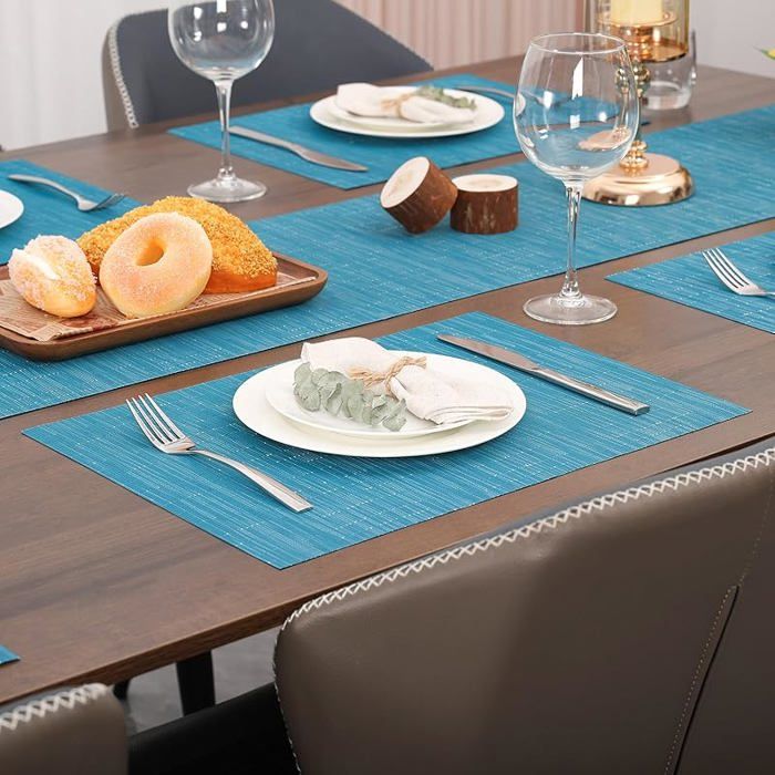 Lot de 6 napperons pratiques en tissu tissé, lavables et résistants à ...