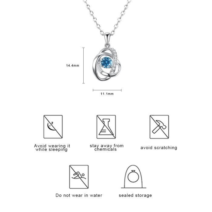 SANSI Collier Amour Anneau Entrelacé Plaqué Argent 18 Carats - Collier ...