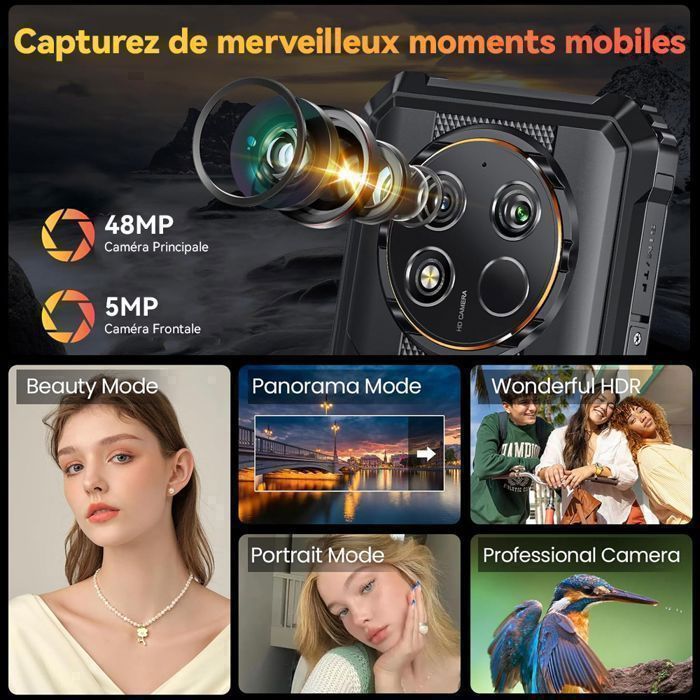 OUKITEL G1 Smartphone Robuste - 24Go+256Go - Caméra 48MP - Écran 6,52 ...