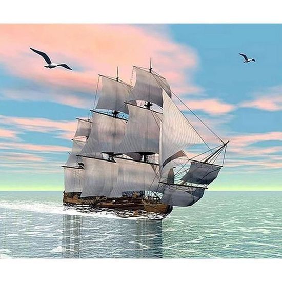 Kit de peinture diamant 5D pour bateau à voile - Cristal strass ...