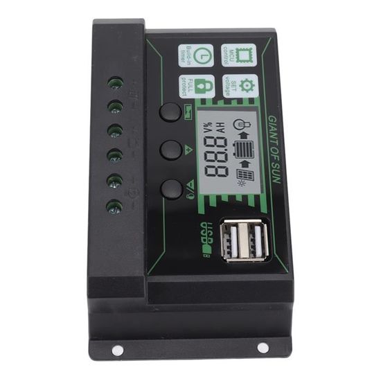 Contrôleur de charge solaire Chargeur de panneau PV PWM à identification automatique double USB ...