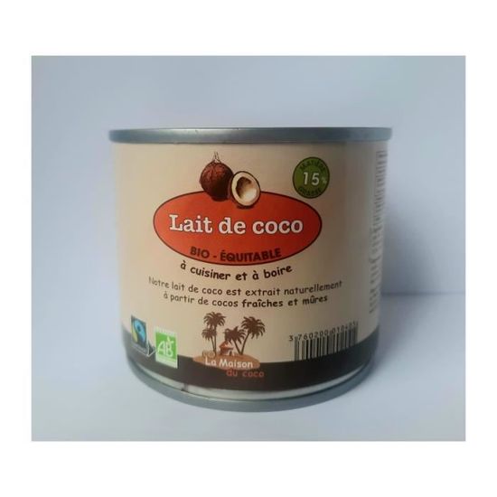 Lait de Coco bio 15% - 200 mL 400 mL LA MAISON DU COCO - Cdiscount ...