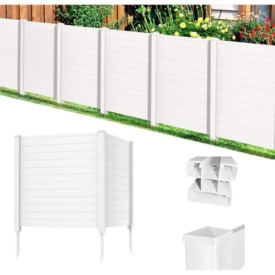RELAX4LIFE Lot de 2 Clôtures 123x124CM Jardin en PVC avec 3 Piquets ...