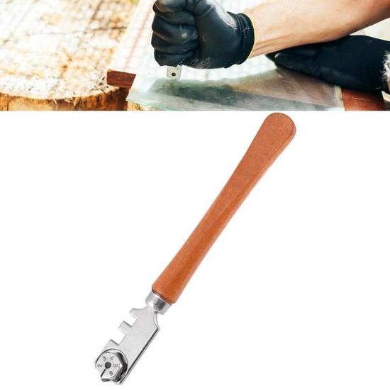 VBESTLIFE Coupe-verre 130MM Professional Six Wheel Glass Cutter Craft Cutting Kit Tool avec ...