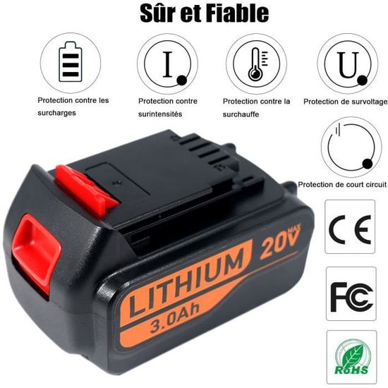 Batterie - XNJTG - 20V 3.0Ah - Lithium-ion - Compatible avec Black ...