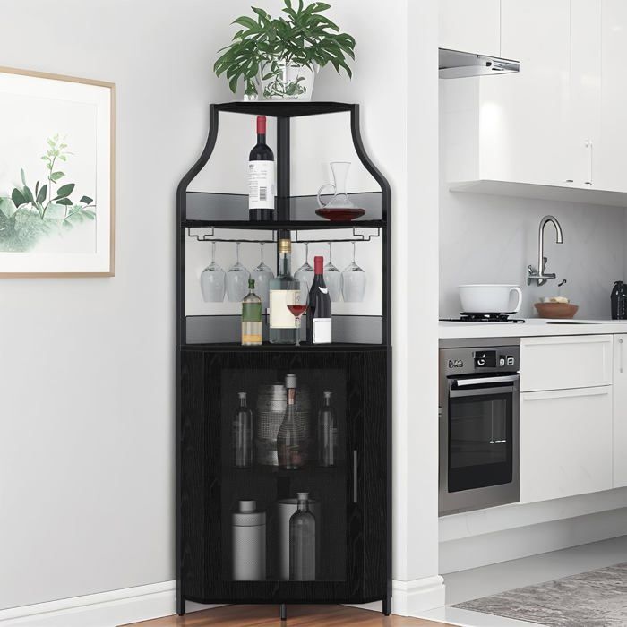 Meuble bar d'angle, casier à vin autoportant à 5 niveaux, avec porte ...