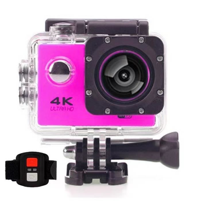 Rouge-Caméra d'action Wifi 12MP 4K 25fps Ultra HD 170D Go, étanche Pro dehors révélant le casque ...