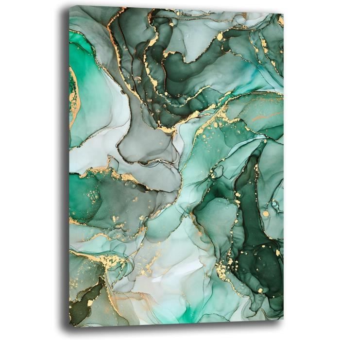 Tableau Moderne Effet Marbre Vert Salon Vertical Abstrait Tableau Mural ...