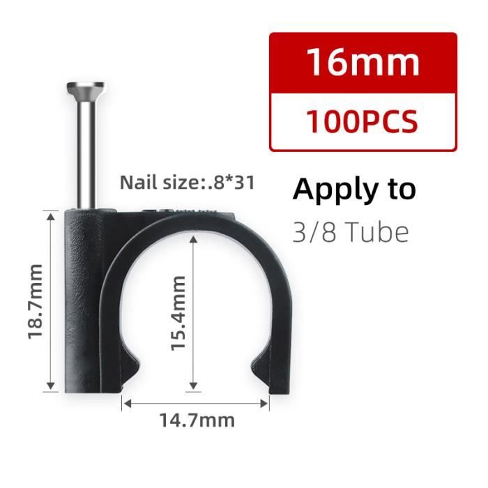 Clips de fil de câble - MARQUE - 16MM - Plastique - Noir - Gestion ...