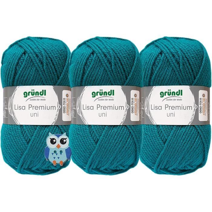 Gründl Lisa Premium Lot de 3 pelotes de fil à crochet Uni 100 % ...