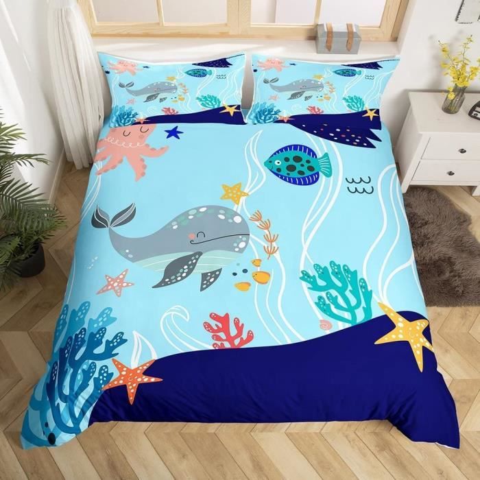 Housse de Couette Thème Créatures Marines - Cartoon Ocean - 220x240cm ...