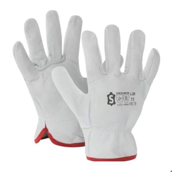 Gants de manutentions cuir pleine fleur de bovin blanc T9 - L-2MN ...