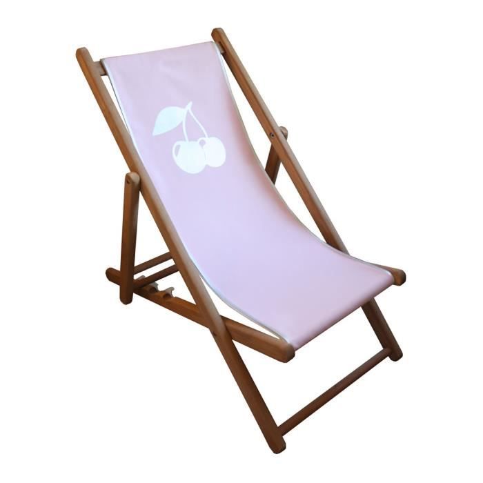 Transat enfant en bois et toile coton Rose - Cdiscount Jardin