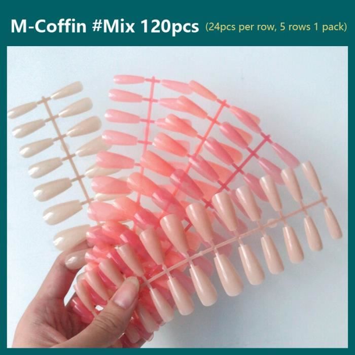 (M-Coffin Mix 120pcs)– faux ongles réutilisables, courts à pression sur ...