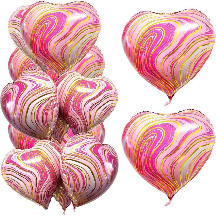 Ballons En Aluminium En Forme De Cœur Rose Marbré - Ballons En Forme De ...