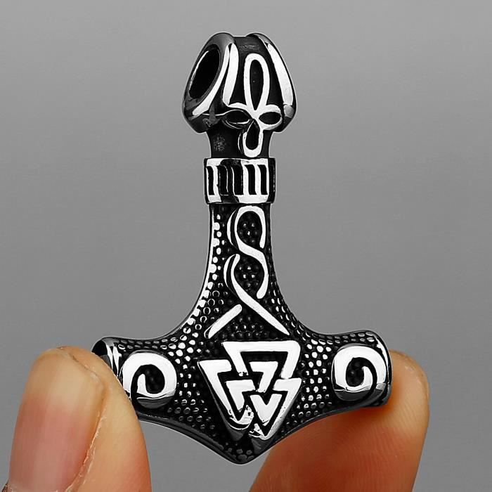 Sans chaîne - Viking Thor Mjolnir et Valknut Runes, amulette pour ...