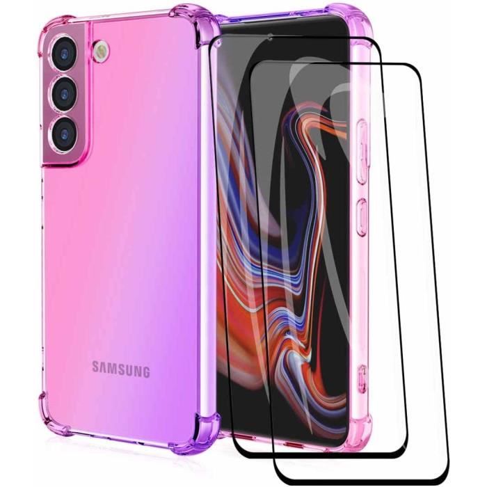 Coque Samsung Galaxy S22(6.06") 5G ave 2 Verre Trempé, Souple Gradient ...