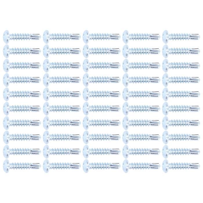 HURRISE vis cruciforme Lot de 50 vis auto-perceuses en acier au carbone 4,2 x 19 mm pour ...