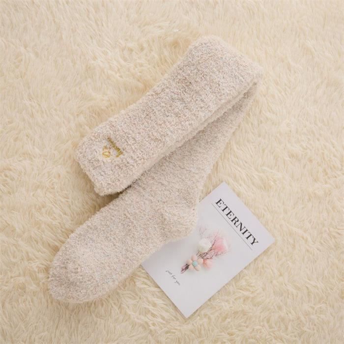 Bas,Chaussettes molletonnées en molleton de corail, longues cuisses ...