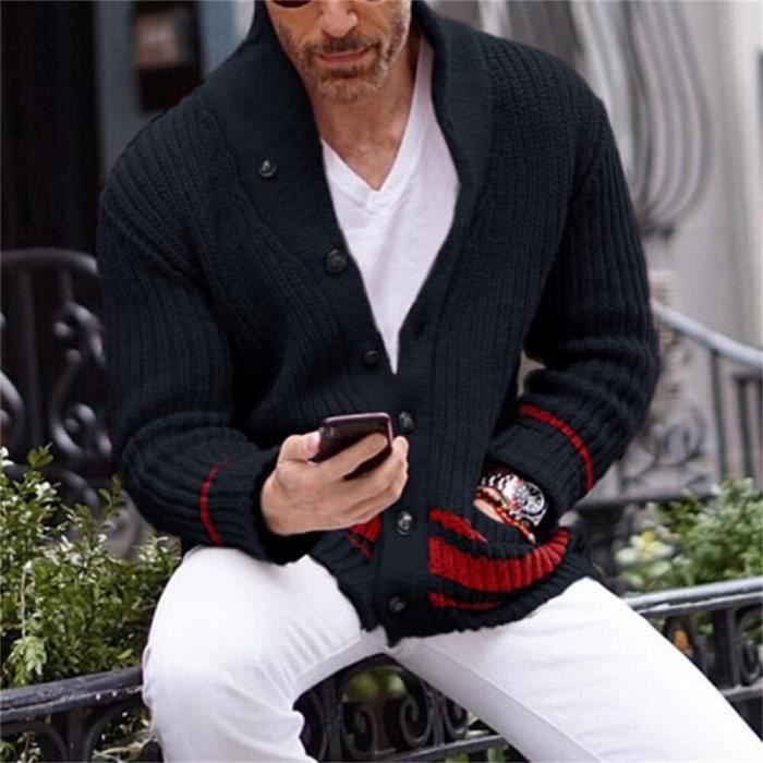 Gilet-cardigan - Mode Homme - Pull demi-haut à boutons - Col V ...