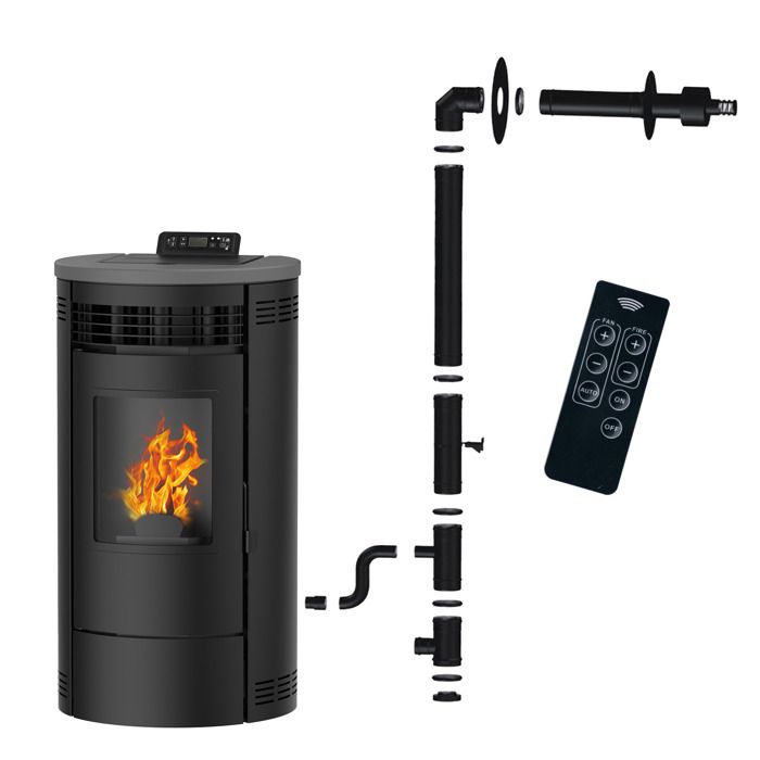 Poêle à granulés étanche Flavia 15 kW Noir Sannover + Kit d ...