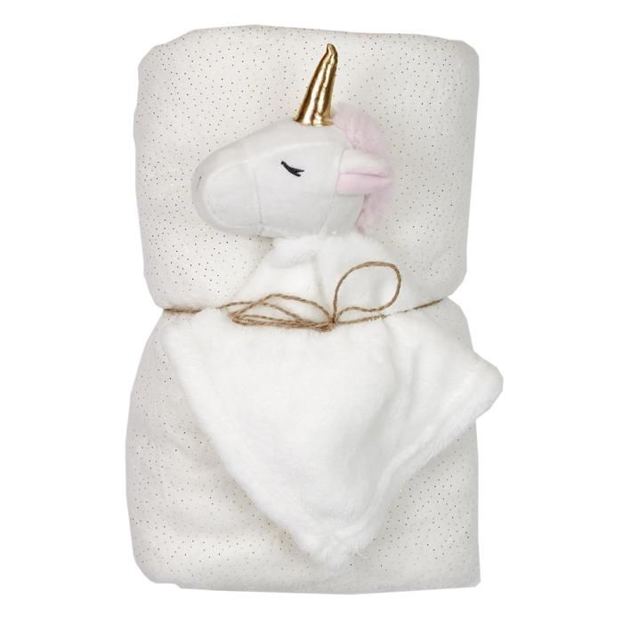 Peluche Doudou Licorne & Plaid 75x100cm / Couleur : Blanc - Cdiscount ...