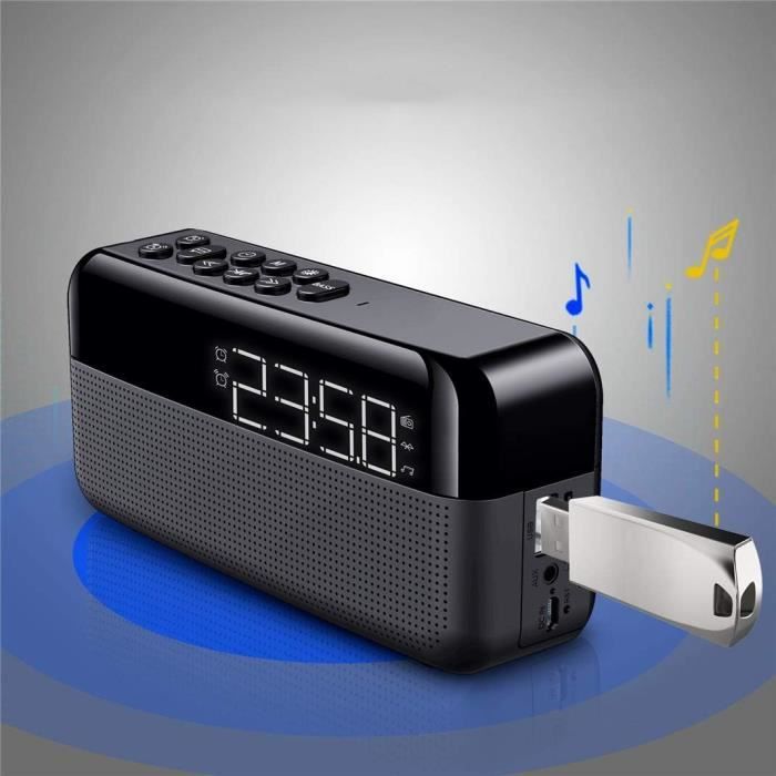 Haut-parleur Bluetooth intelligent double fonction réveil Radio ...