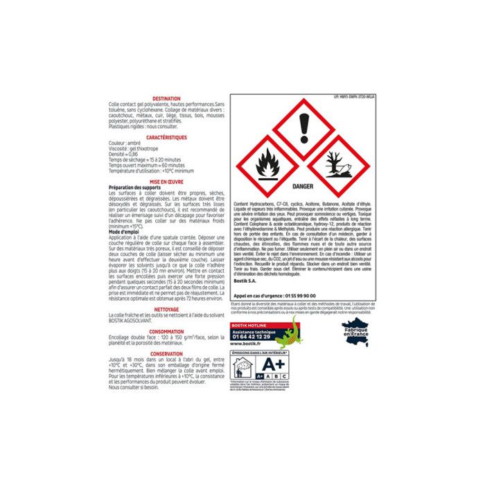 Colle néoprène liquide - BOSTIK - 1400 - 125ml - Sans toluène - Prise ...