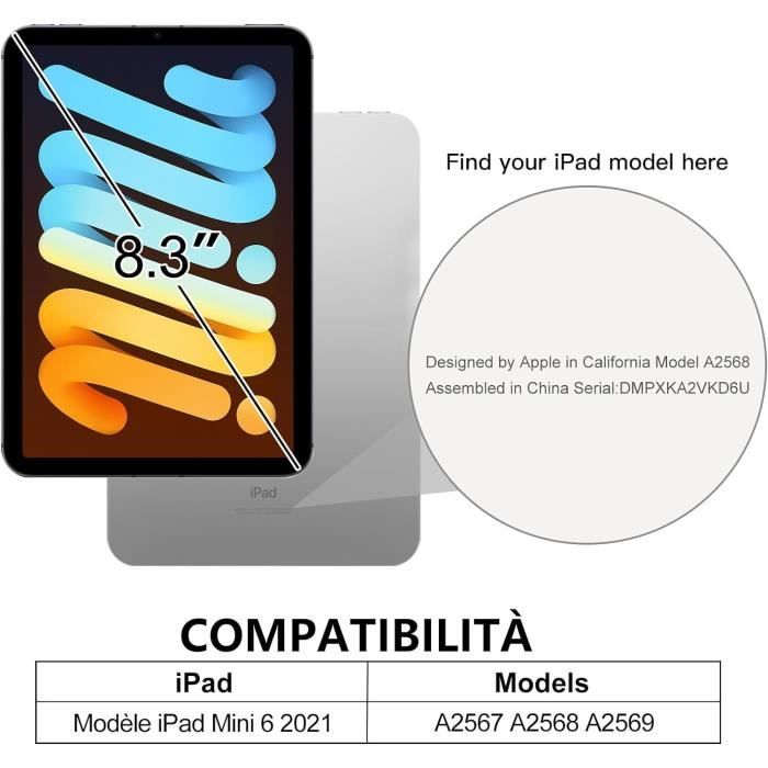 Étui Clavier Pour Ipad Mini 6 8.3" - Azerty Clavier Détachable Rétro-Éclairé Pour Ipad Mini 6 8. ...