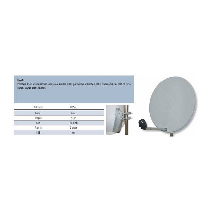 Parabole 65 cm - ZZZOOLIGHT - Servimat KMA6BP - Blanche - LNB2 inclus ...