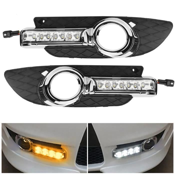 Qiilu Lampe de course diurne Feu de Circulation Diurne LED DRL Jaune ...