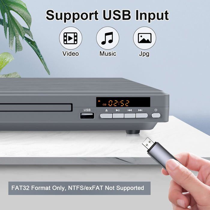Lecteur DVD Région Libre pour Télévision, Suréchantillonnage 1080P ...
