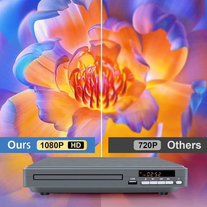 Lecteur DVD Région Libre pour Télévision, Suréchantillonnage 1080P ...