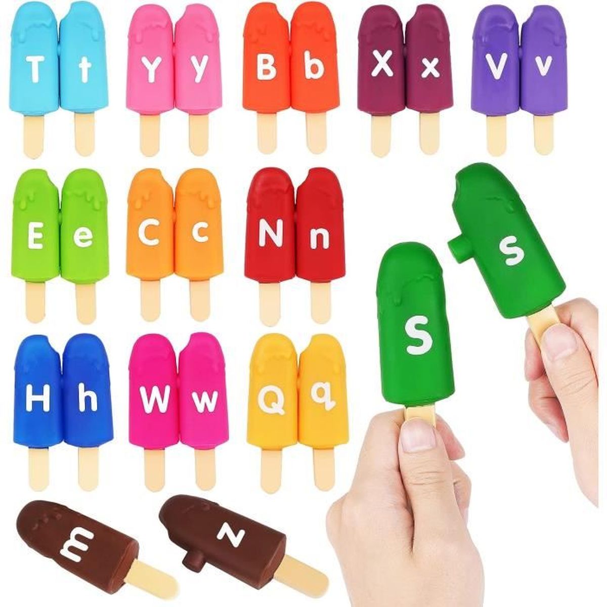 Jouets d'apprentissage des lettres de l'alphabet, 26PCS Popsicles ...
