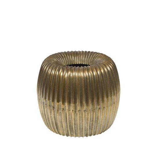 Cache-pot - AMADEUS - 27 cm - Aluminium doré - Design moderne - Surface ...
