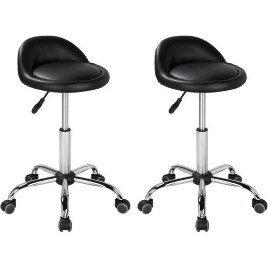 Tabouret de Travail à roulettes Réglable Pivotant WEYE-1-2 - Noir ...