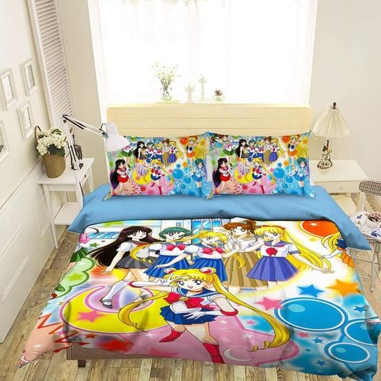 Ensemble housse de couette 240x260Cm Sailor Moon Avec 2 taies d ...
