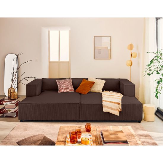 Stella - canapé droit 3 places avec double méridienne - assise profonde ...