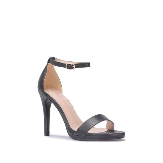 Sandales à talon fin et bride pour femme - LA MODEUSE - Noir ...