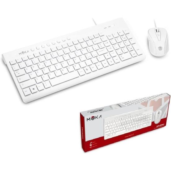 Kit Clavier Et Souris Avec Fil Usb 2.0 Blanc White Km-L02Wh 3200 Dpi ...