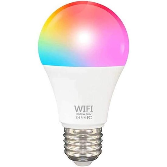 Ampoule colorée intelligente TuYa WiFi, E27 - B22 à intensité variable RVB + CW + WW, commande ...