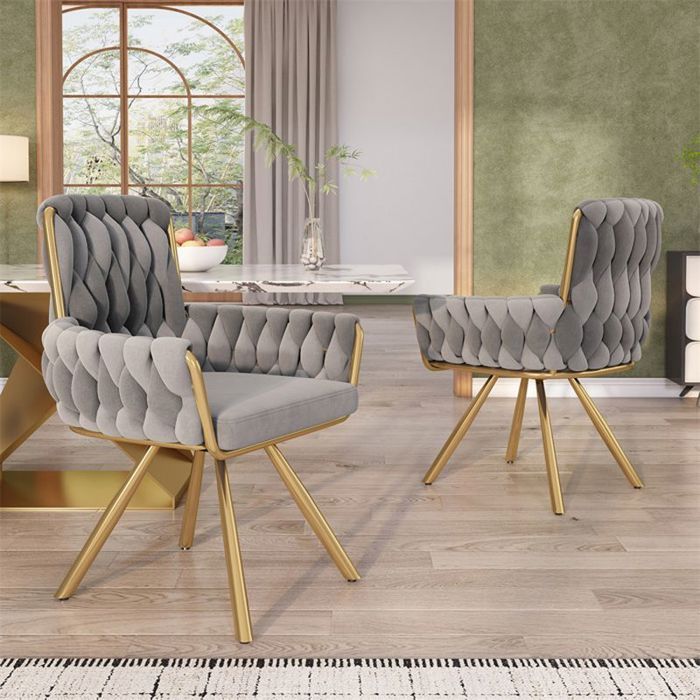 Chaise Pivotante à Lot de 2 de Salle à Manger Fauteuil Chaise Coiffeuse ...