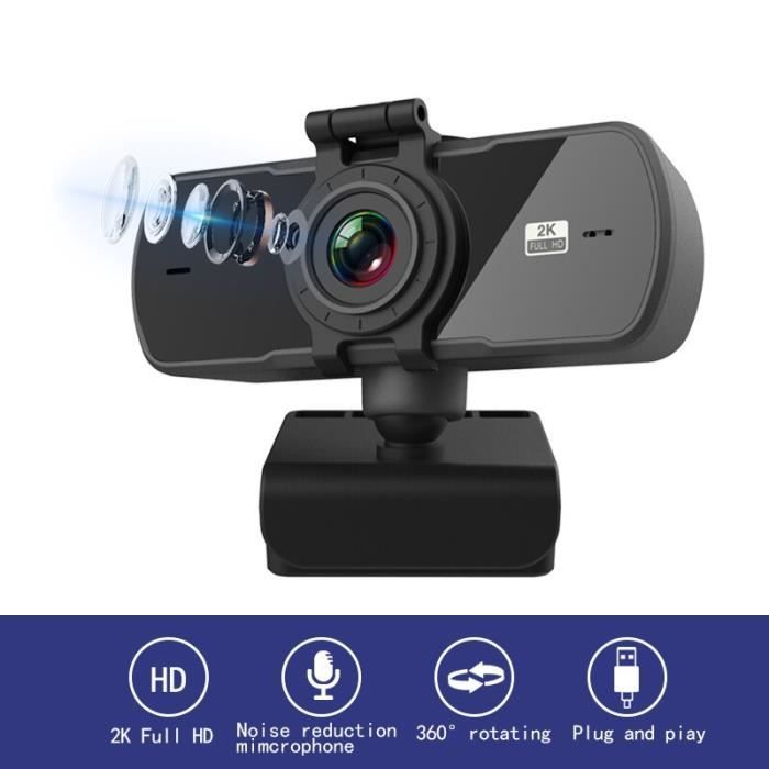-Webcam 2K Full HD 1080P Autofocus avec Microphone USB, Webcam pour PC ...