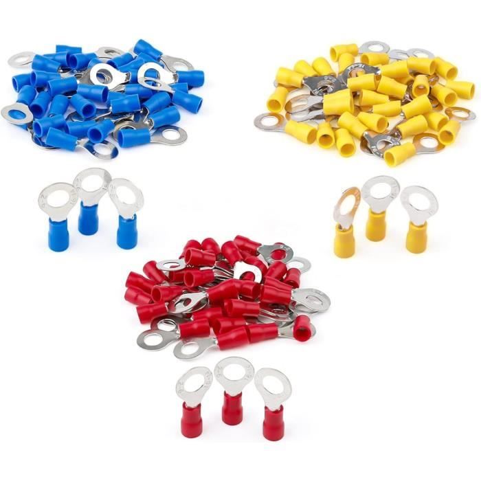 Kit Cosse Electrique, 105 Pieces Laiton Connecteur Electrique, Anneau Cosse a Sertir, Cosse ...
