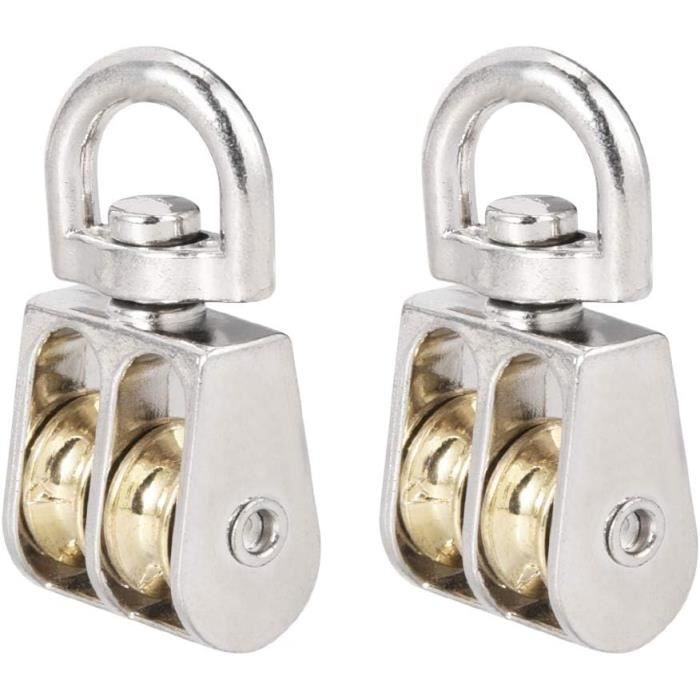 1-2" Grue Levage Crochet Pivotant Bloc Poulie Roue Double Remorque Fil ...