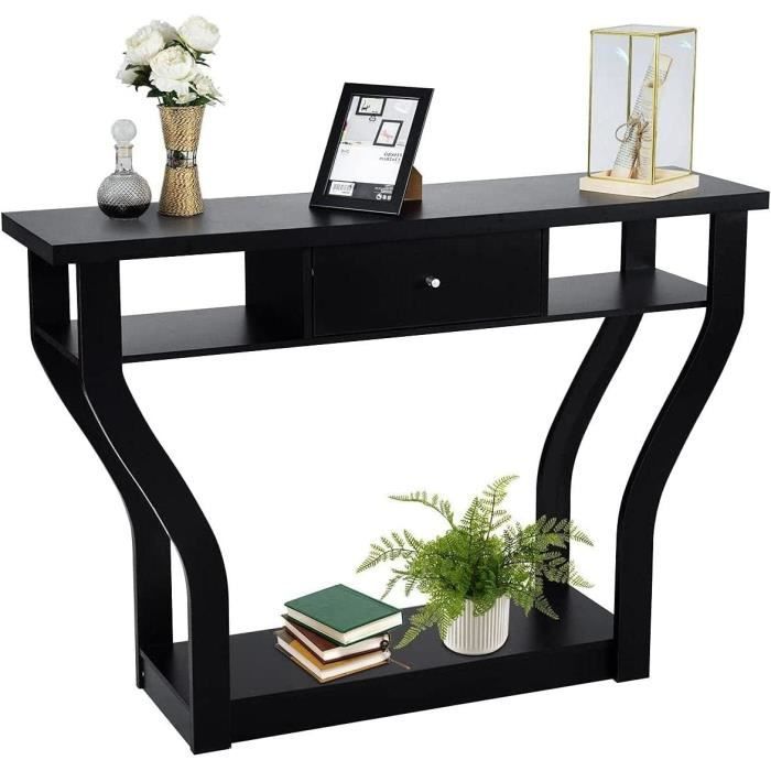 Table Console Avec Tiroir Et 3 Étagères, Table D'Entrée En Mdf Anti ...